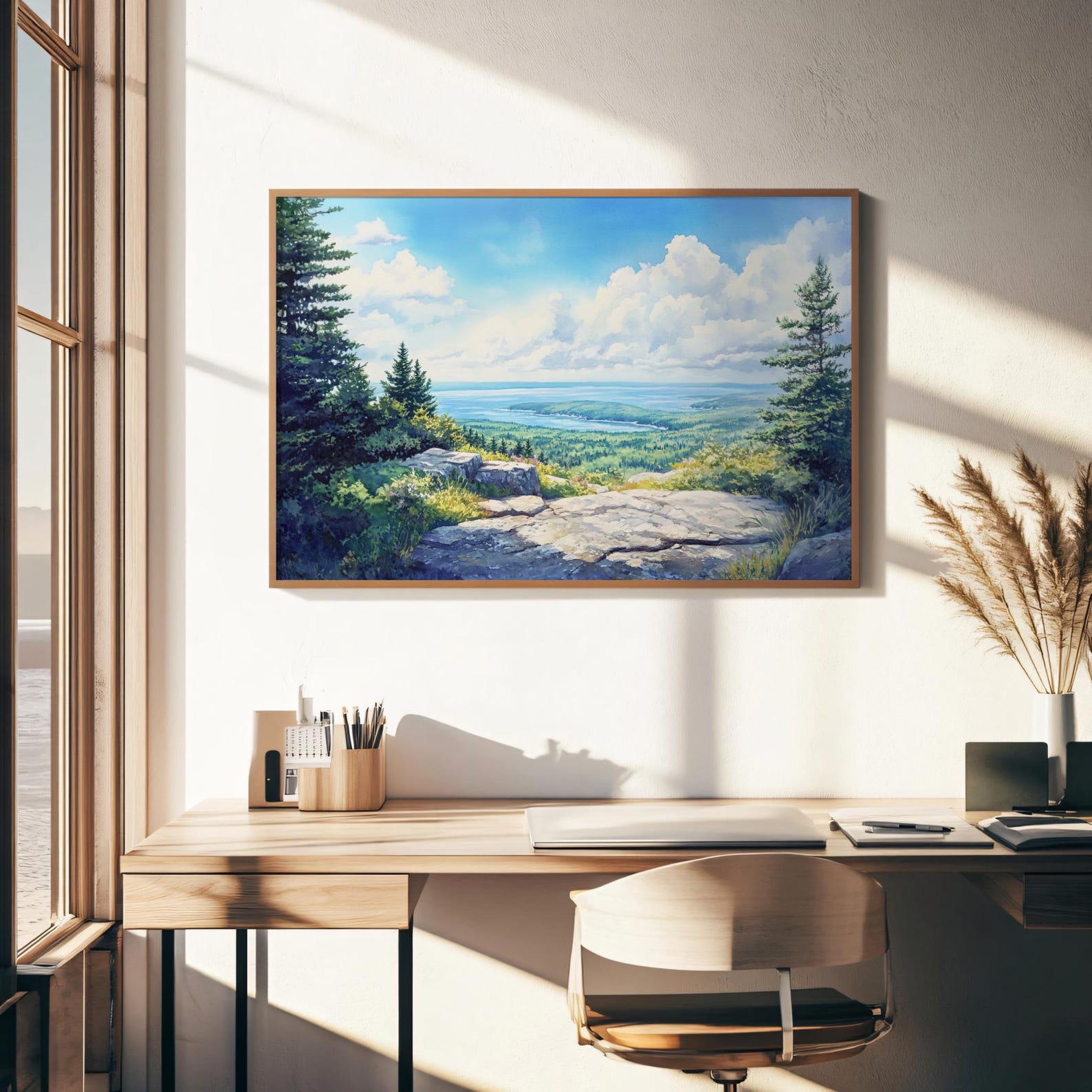 Acadia National Park Painting, Cadillac Mountain Wall Art, Maine Summer ...