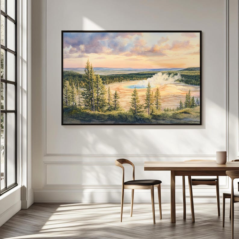 Printable Grand Prismatic Spring Painting, Yellowstone National Park ...