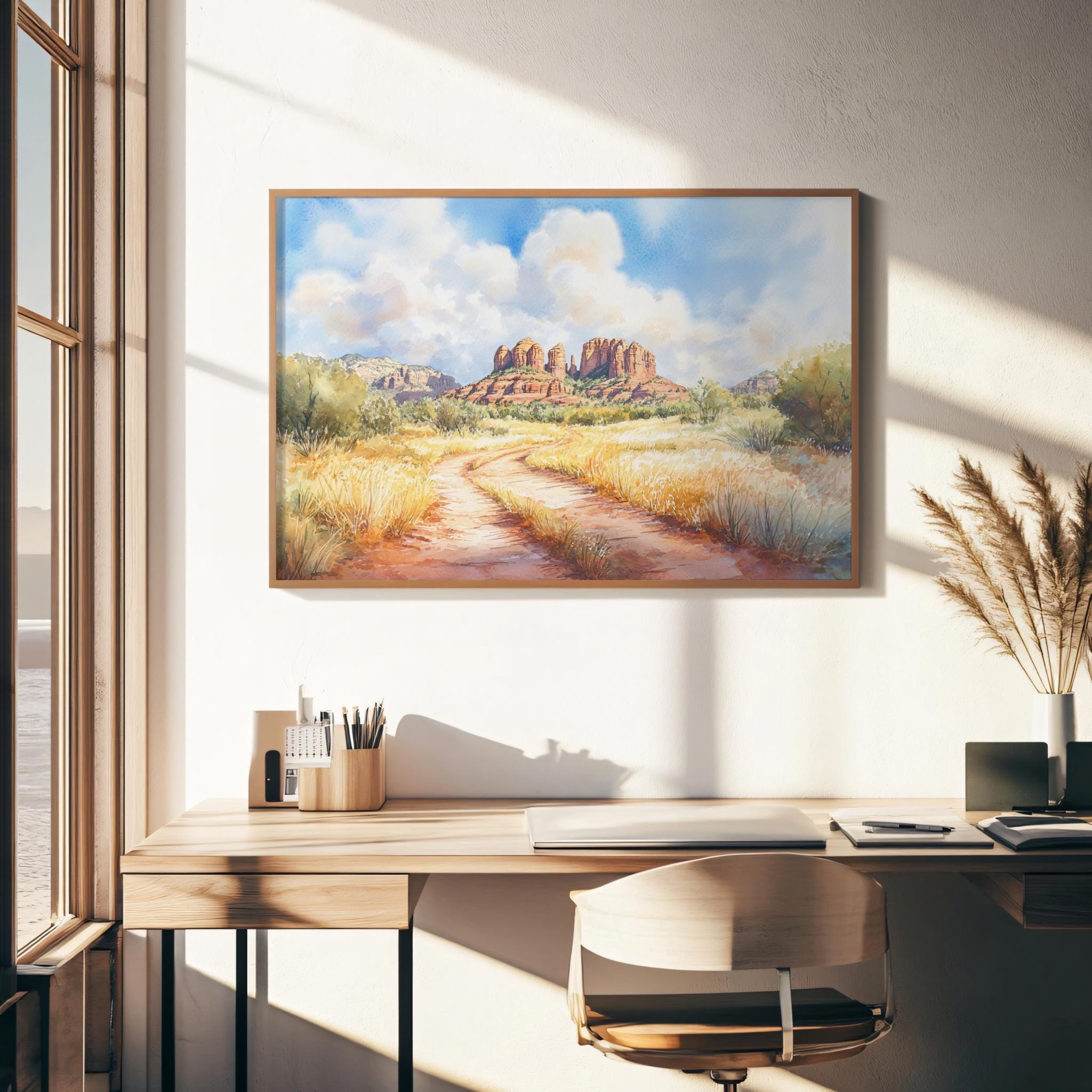 Printable Sedona Cathedral Rock Painting, Red Rock State Park Wall Art ...