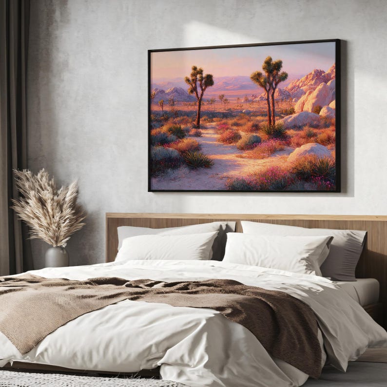 Printable Joshua Tree National Park Sunset Painting, Mojave Desert ...