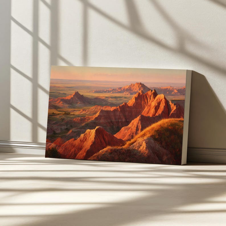 Printable Badlands National Park Sunset Painting, South Dakota Wall Art ...