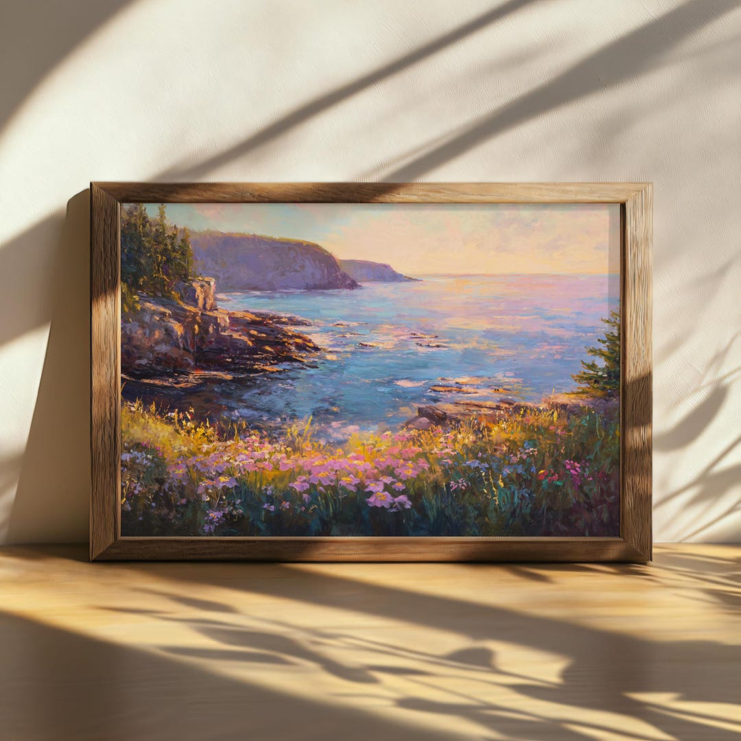 Printable Acadia National Park Painting, East Atlantic Ocean Wall Art ...