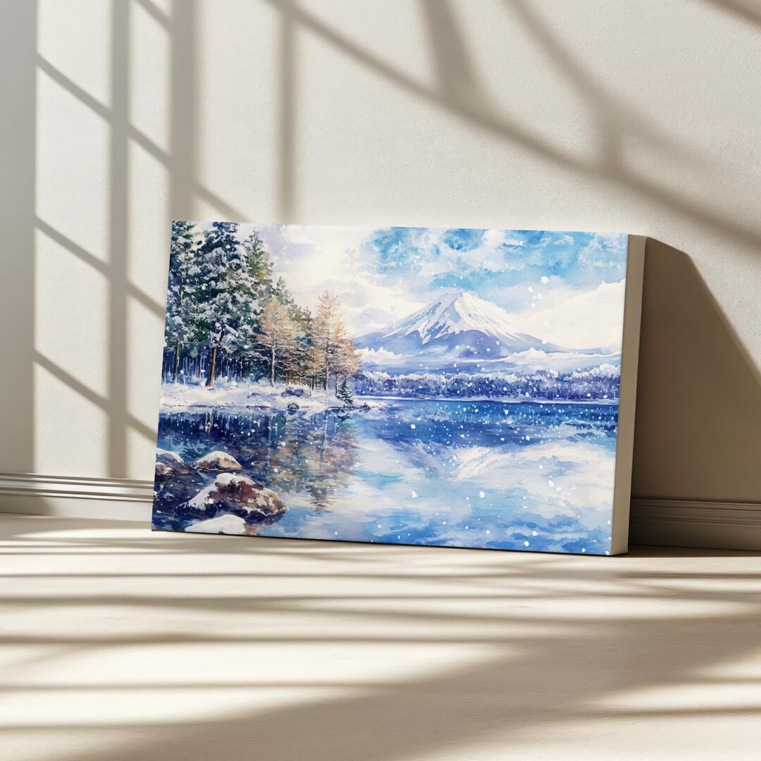 Mount Fuji Canvas, Lake Kawaguchi Reflection Wall Art, Japan Winter ...