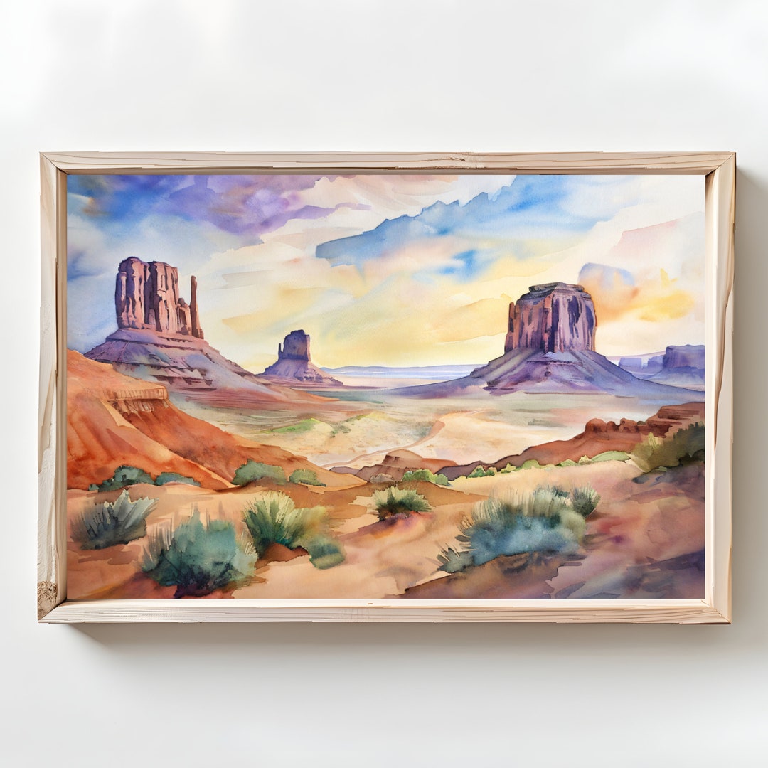 Printable Monument Valley Painting Arizona Red Sandstone Scenery Wall ...