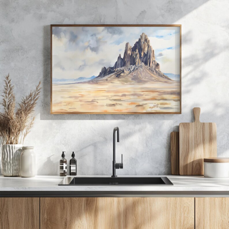 Printable Shiprock Peak Painting, Southwestern Navajo Monadnock Wall ...