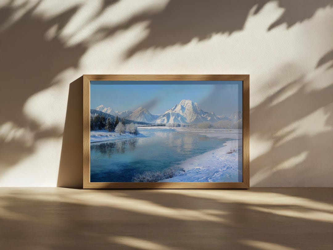 Grand Teton National Park Painting, Oxbow Bend Wall Art, Mount Moran ...