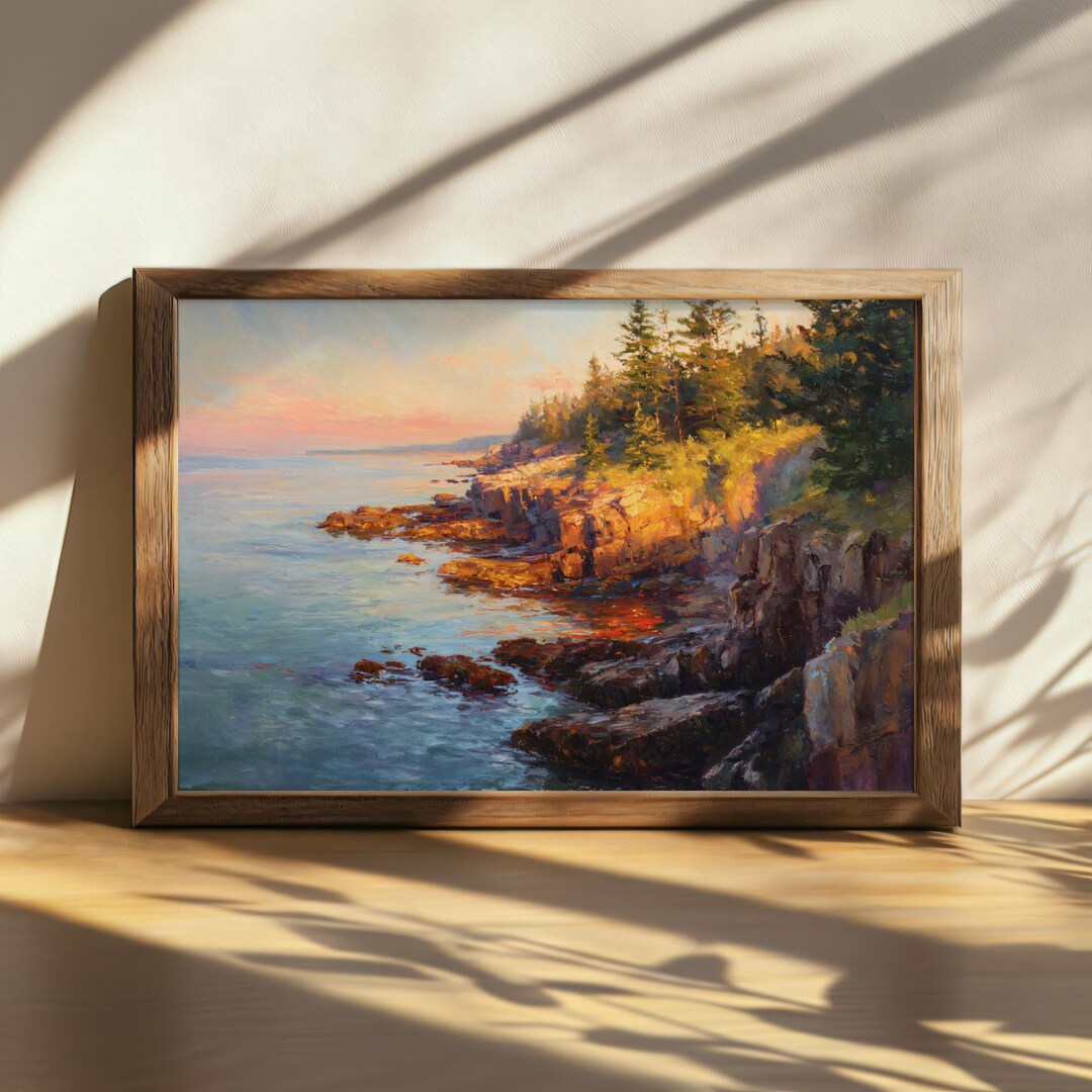 Printable Acadia National Park Painting, East Atlantic Ocean Coast Wall ...