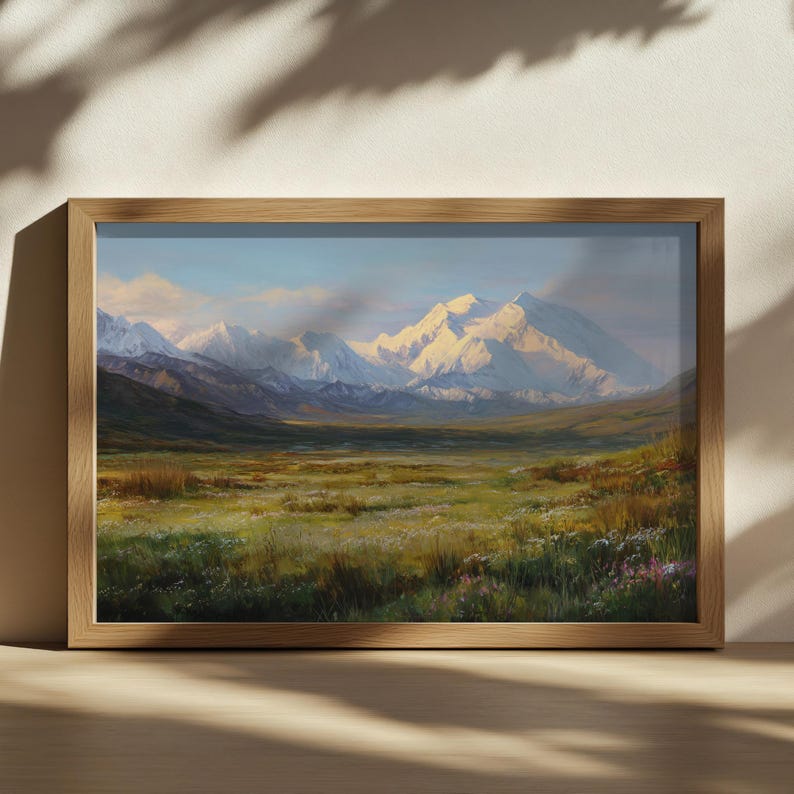 Denali National Park Painting, Mount Mckinley Peak Wall Art, Spring ...