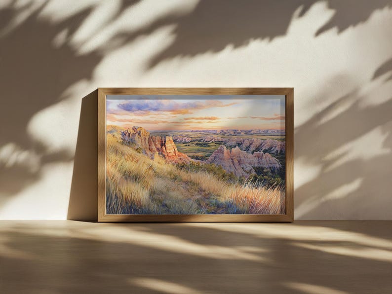 Badlands National Park Painting, Pinnacles Overlook Wall Art, South ...