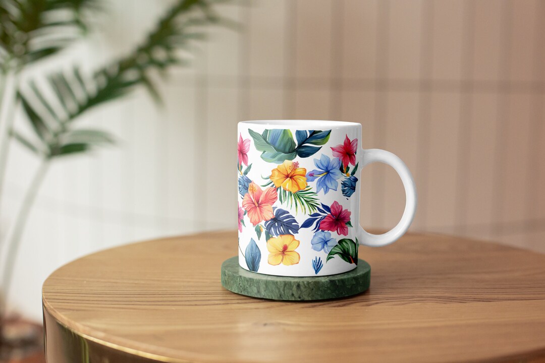 Tropical Floral Coffee Mug, Exotic Bloom Tea Cup - Etsy