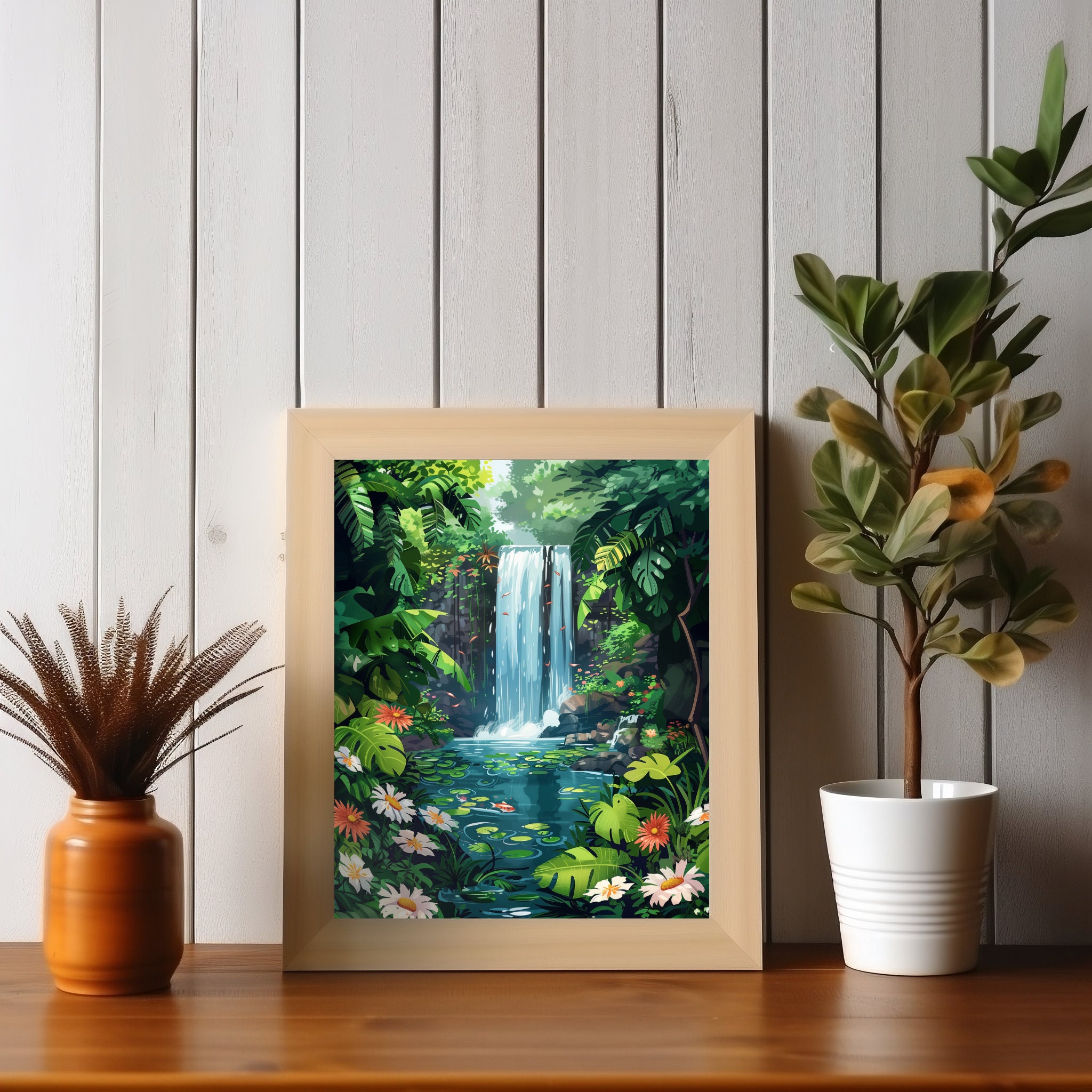 Nature's Symphony, Waterfall Poster, Waterfall Print, Waterfall Nature ...