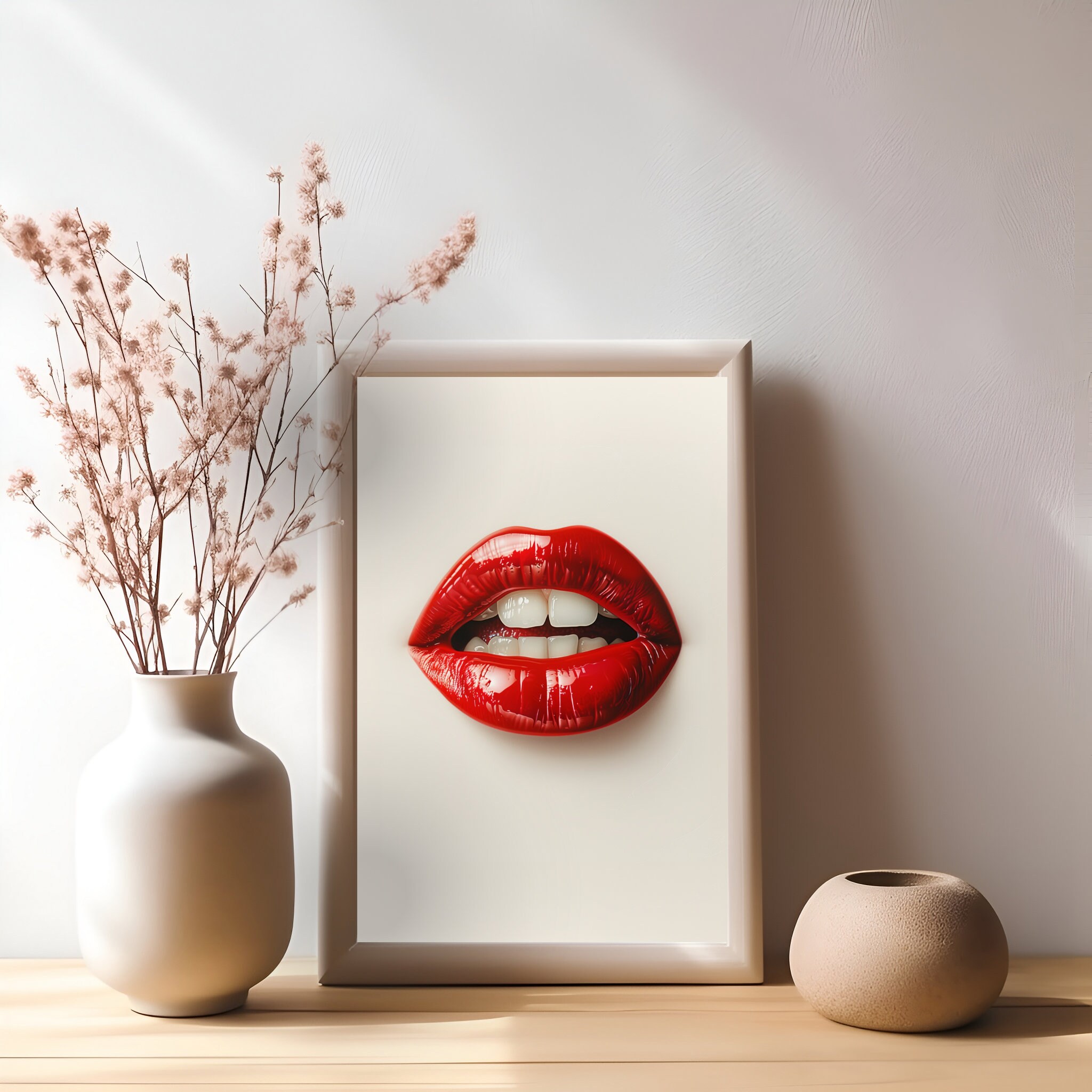 Red Lips Minimalist, Woman Poster, Red Lips, Woman Print, Minimalist ...