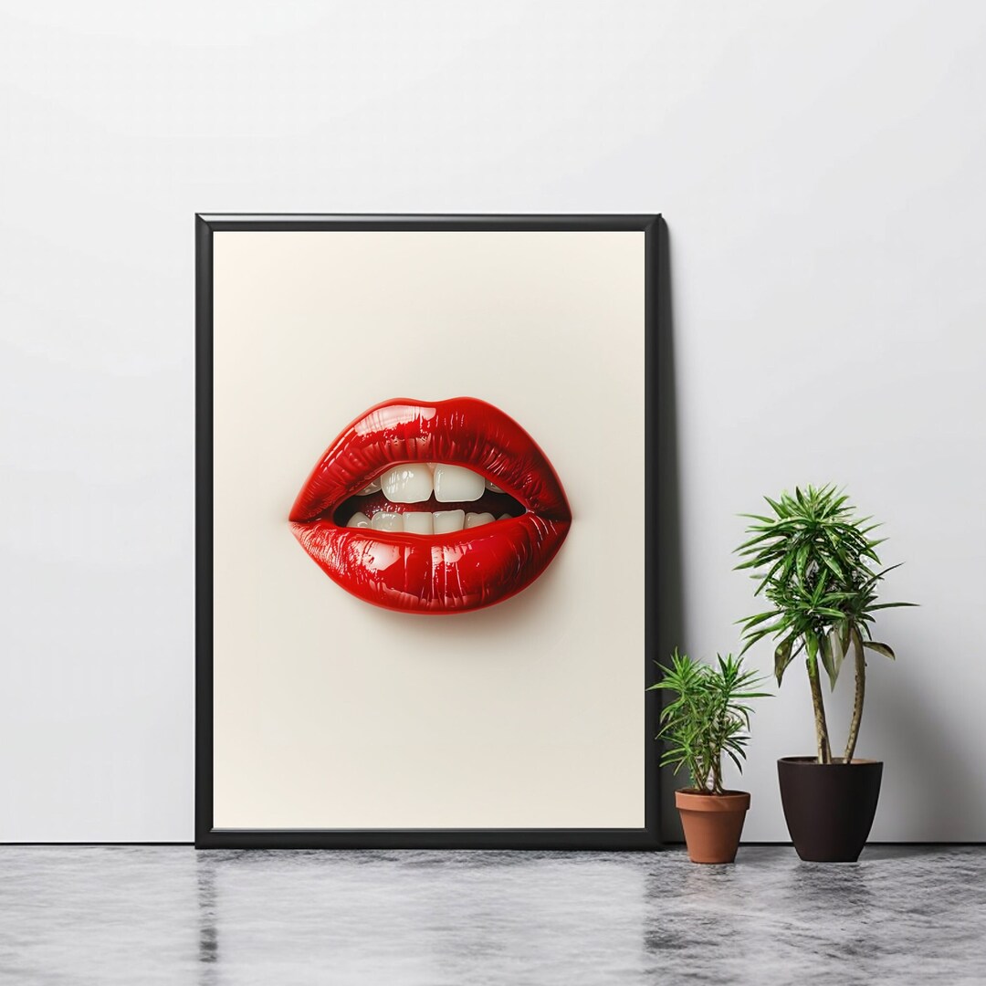 Red Lips Minimalist, Woman Poster, Red Lips, Woman Print, Minimalist ...
