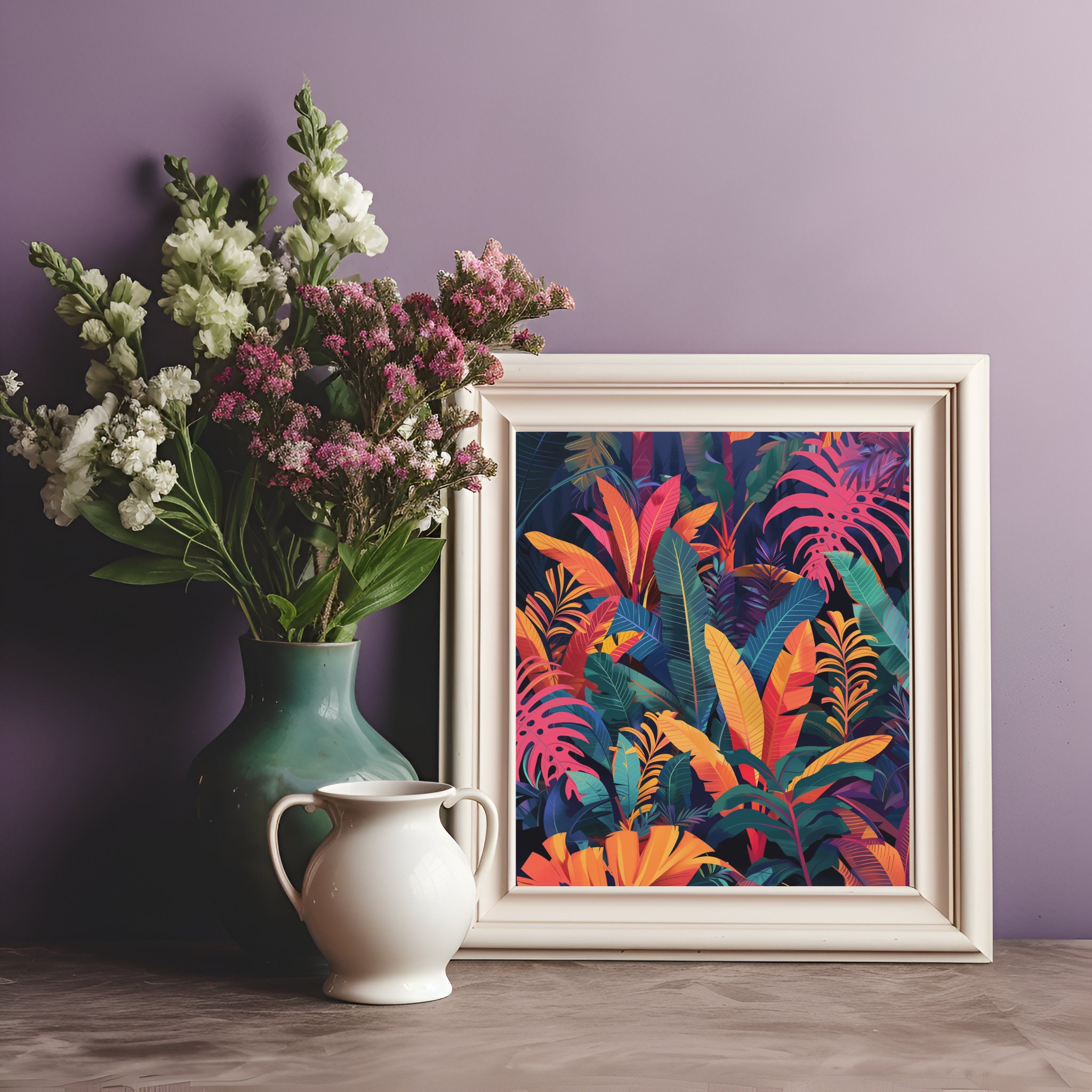 Neon Jungle, Jungle Leaves Poster, Jungle Plant Poster, Floral Poster ...