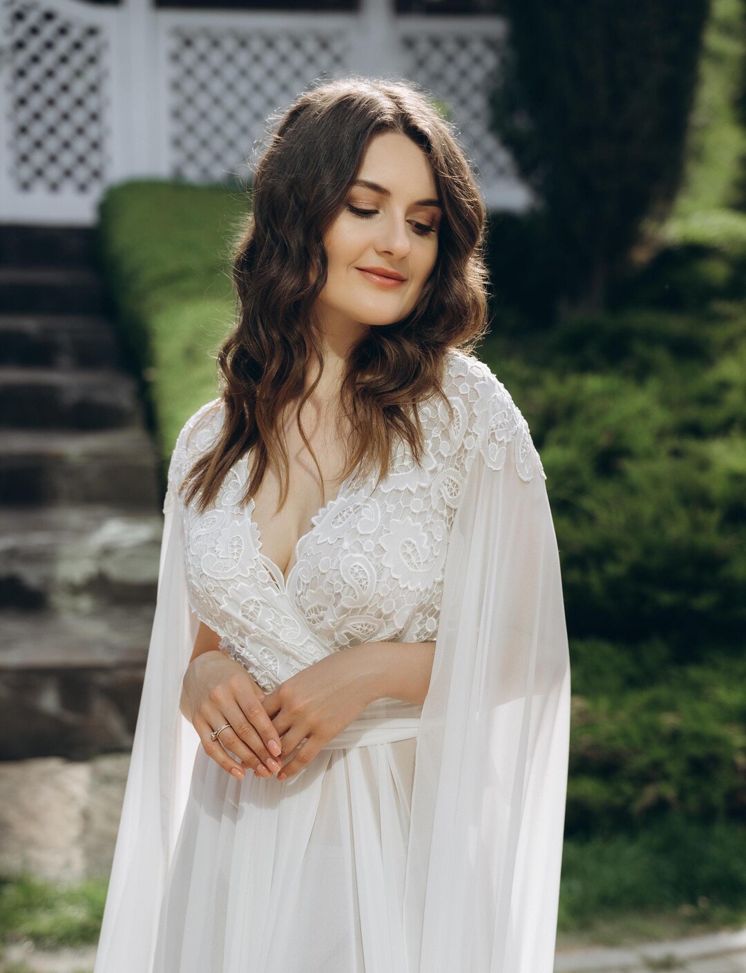 Ivory Sheer Boudoir Robe, Transparent Maxi Bridal Robes, Long Sleeve ...