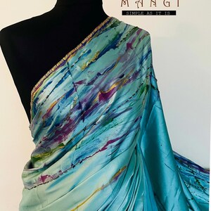 Hand Painted Saree With Bead Work for Any Occasion - Etsy