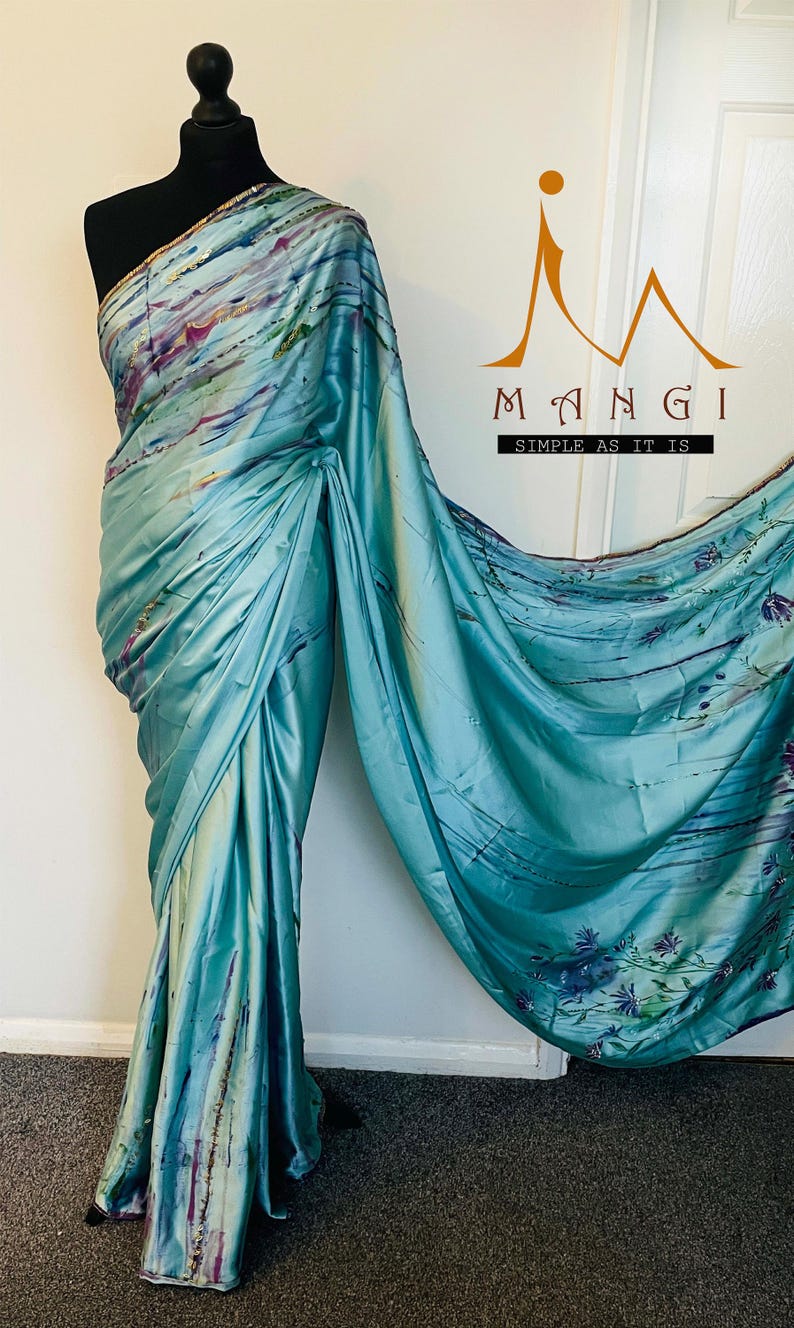 Hand Painted Saree With Bead Work for Any Occasion - Etsy