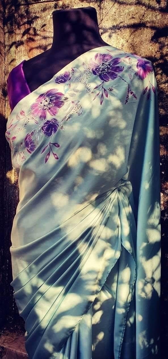 Hand Painted Elegant Saree Design - Etsy