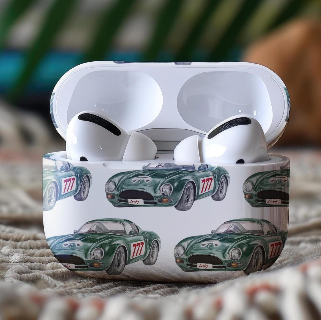 Green Classic Race Car Airpods Case Cover | Retro Auto Pattern for ...