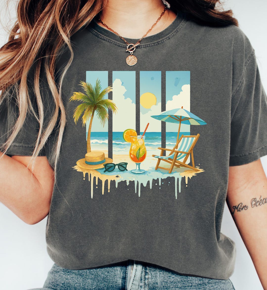 Life's a Beach PNG, Tropical Palm Umbrella Drink Summer Shirt Design ...