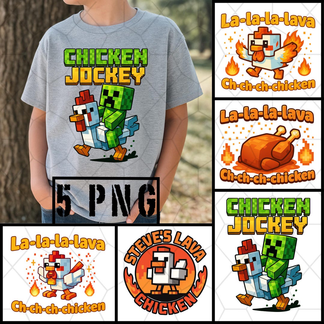 Voxel Chicken Jockey PNG Bundle, Funny Blocky Zombie Riding Chicken ...