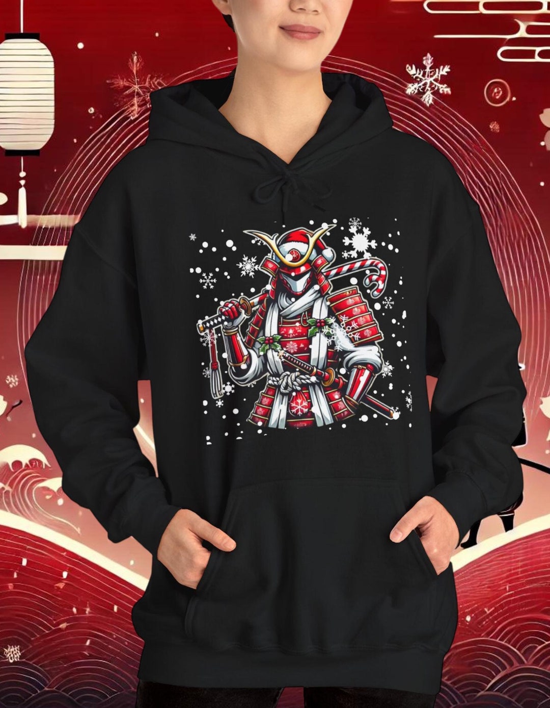 Samurai Santa Hoodie Japanese Christmas Apparel Anime-inspired Holiday ...