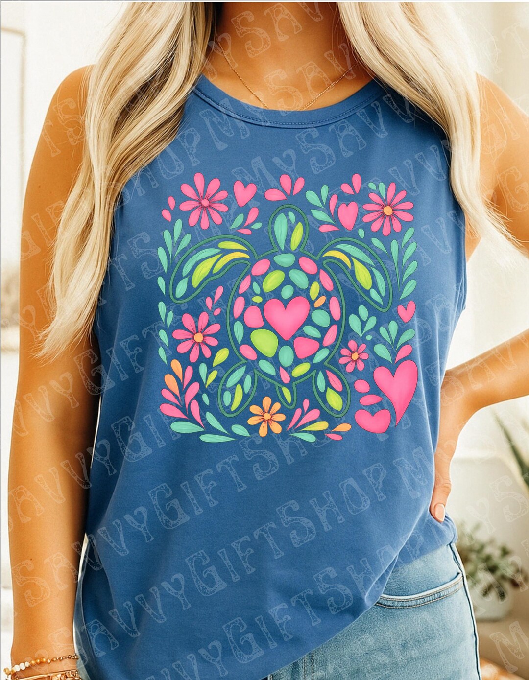 Boho Sea Turtle PNG, Beach Turtle Sublimation, Floral Nautical PNG ...