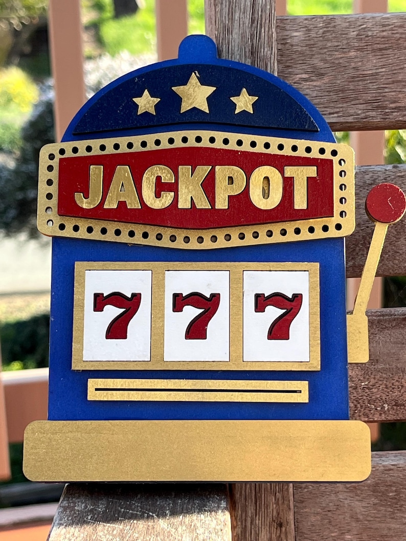 Slot Machine Gift Card Holder, Lucky 777 Casino Party Decor, Basswood ...