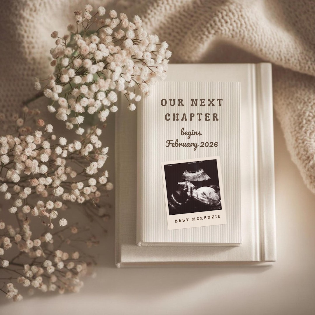 Rustic Book Pregnancy Announcement Template | Our Next Chapter Baby ...
