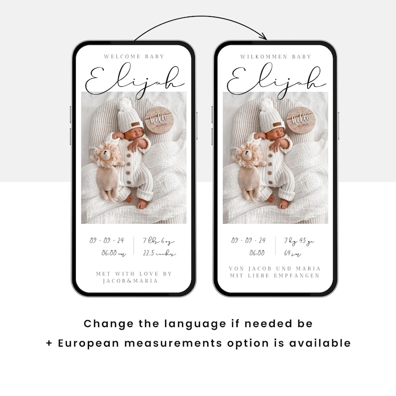 Baby Boy Birth Announcement Template, New Born Baby Arrival Digital ...