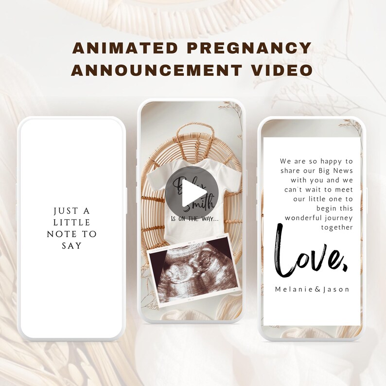 Pregnancy Announcement Digital Animated Video Editable Template Baby ...