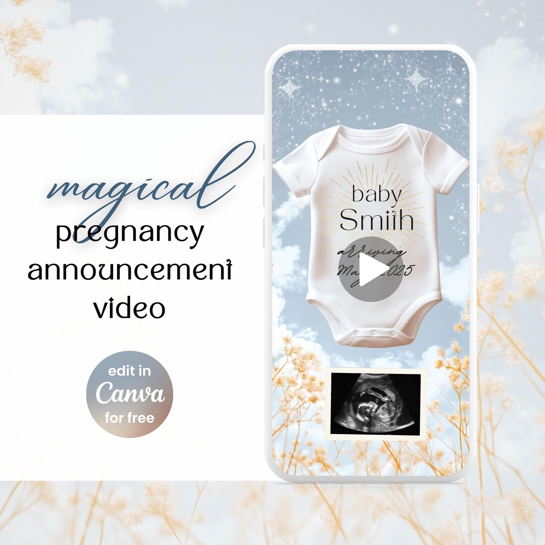 Video Pregnancy Announcement Digital, Editable Baby Revealing Announcer ...