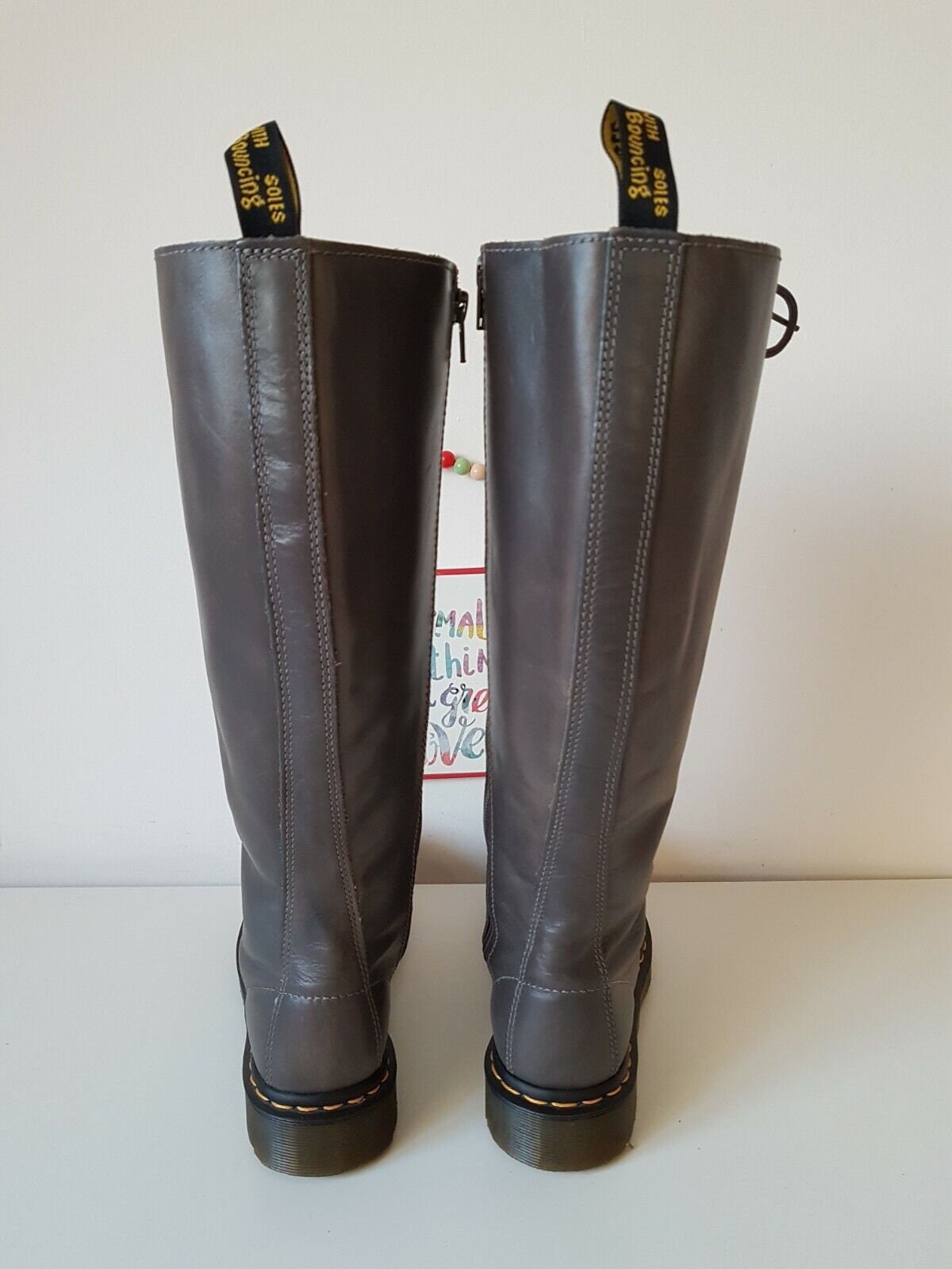 Dr. Martens 1B60 Grey Leather Knee High Boots, UK 5 - Etsy