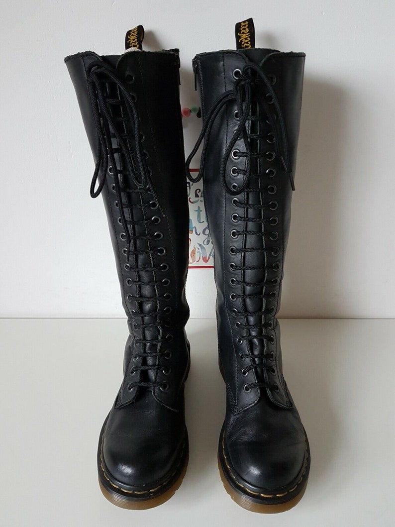 Dr Doc Martens 20 Eye Hole 1b60 Tall Knee High Black Zip Boots UK 3 EU 36 US 5 - Etsy