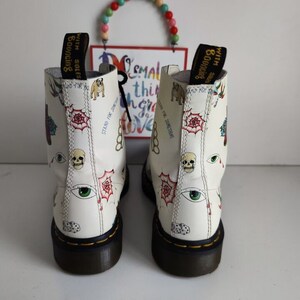 Dr. Martens 1460 Tattoo Boots, White Skull Design (UK 4 / US 6) - Etsy
