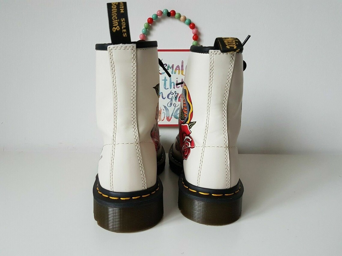 Brand New Dr Martens X Grez 1460 Backhand Tattoo White Leather 8 Hole Boots UK10 EU45 US11 - Etsy