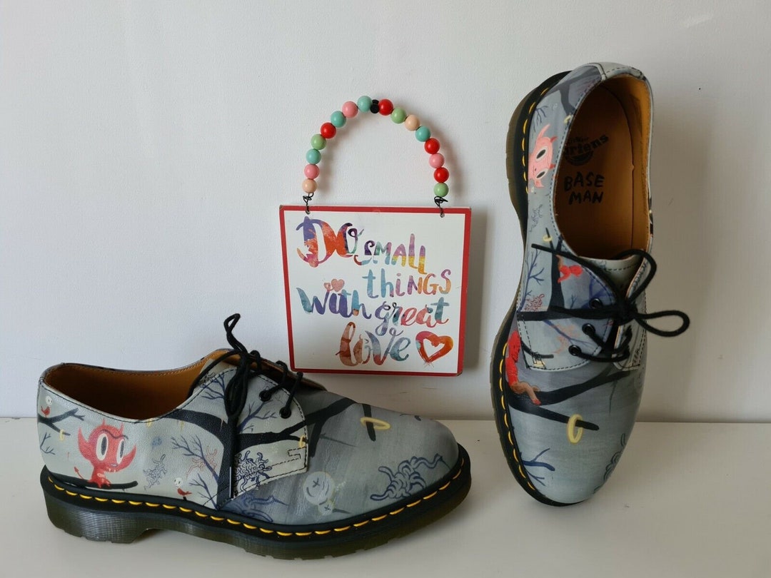 Dr Martens X Gary Baseman Collaboration Shoes 1461 3 Eye Grey UK 10 EU ...