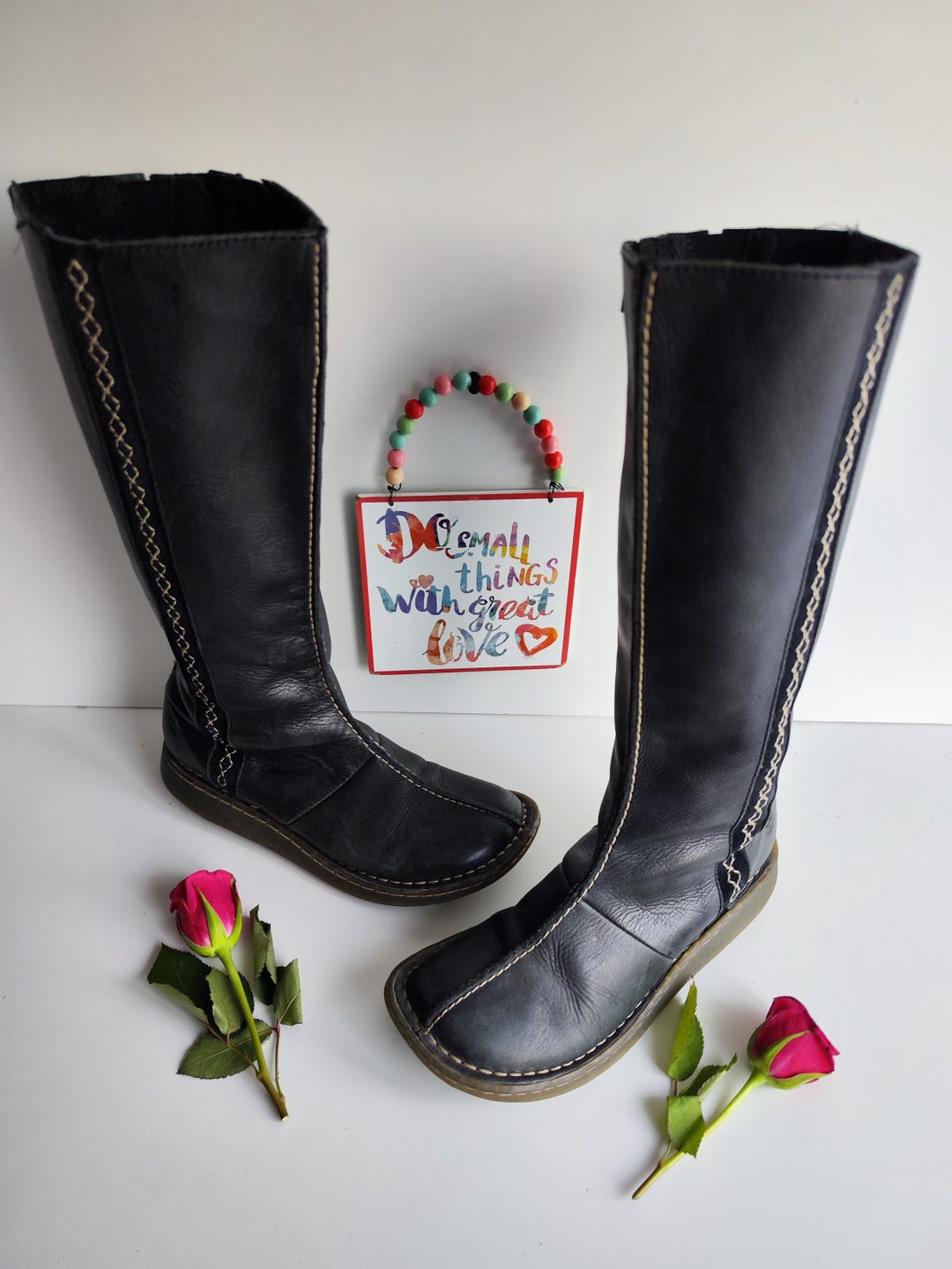 Dr Doc Martens Edie Wedge Black Mid Calf Leather Boots UK6 EU39 US8 - Etsy