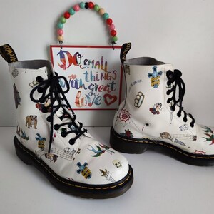 Dr. Martens 1460 Tattoo Boots, White Skull Design (UK 4 / US 6) - Etsy