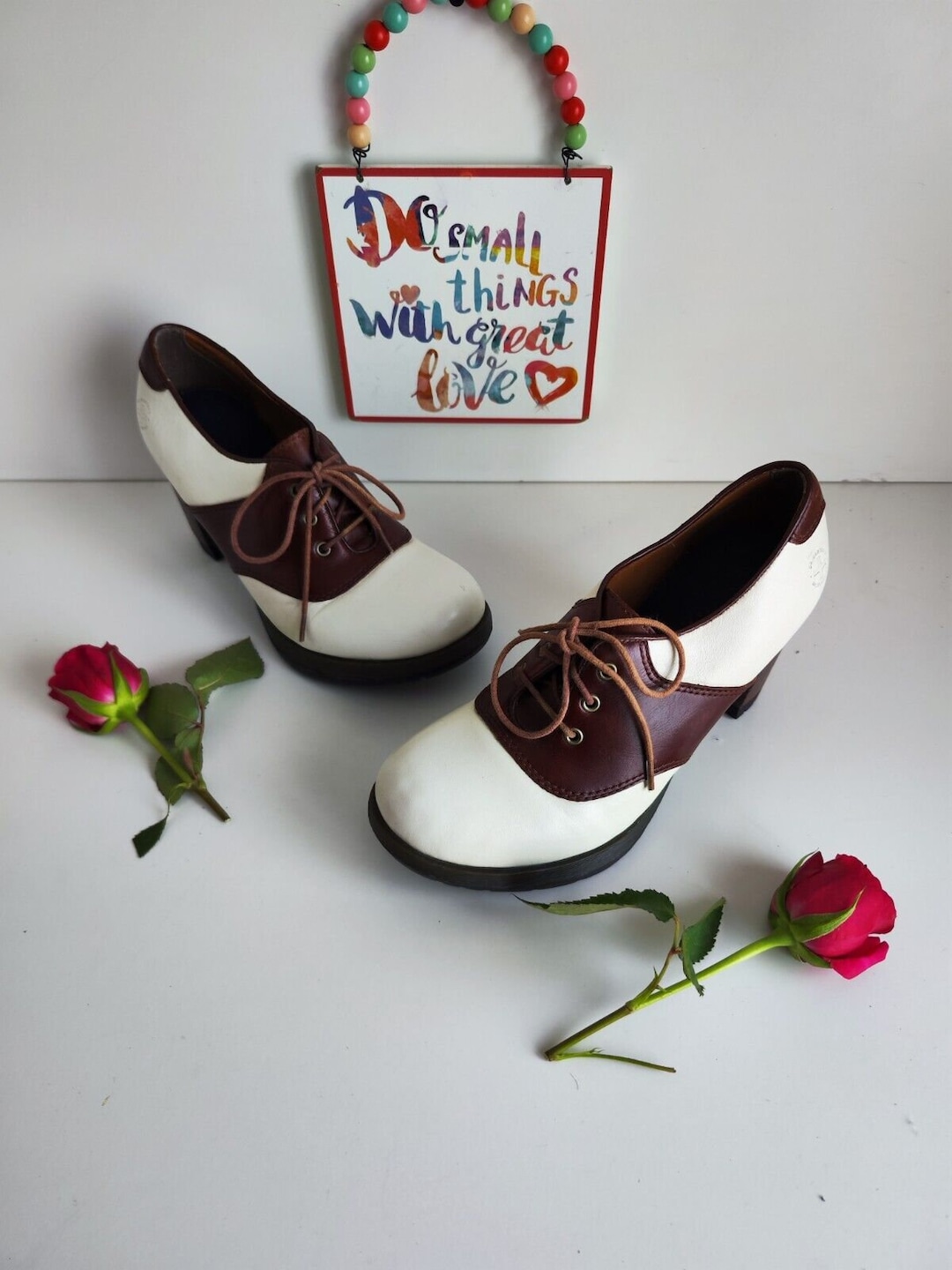 Dr Doc Martens Darcie Sara Heel Brown White Court Shoes UK4 EU37 US6 - Etsy