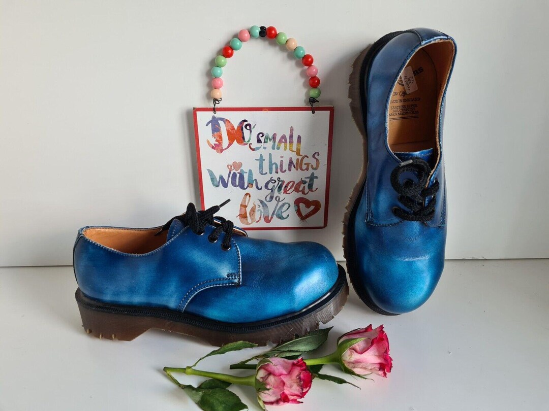 Dr Doc Martens 1461 Blue Metallic England Vintage Metal Toe Shoes UK6 EU39 US8 - Etsy