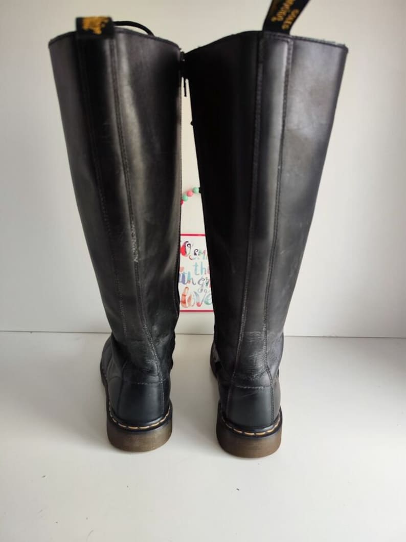 Dr Martens 20 Hole 1b60 Zip Black Leather Boots Tall Knee High UK7 EU41 US9 - Etsy