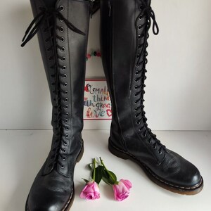 Dr Martens 20 Hole 1b60 Zip Black Leather Boots Tall Knee High UK7 EU41 US9 - Etsy