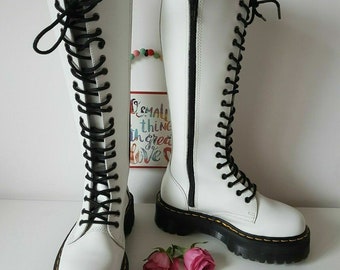 Rare Dr Martens Britain Black 20 Eye 1b60 Platform Tall Knee Rare Dr Martens Britain Black 20 Eye 1b60 Platform Tall Knee