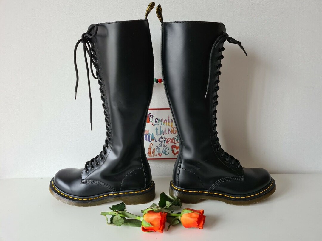 Dr Doc Martens 20 Hole 1b60 Tall Knee High Black Zip UK 4 EU 37 US 6 - Etsy