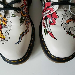 Brand New Dr Martens X Grez 1460 Backhand Tattoo White Leather 8 Hole ...