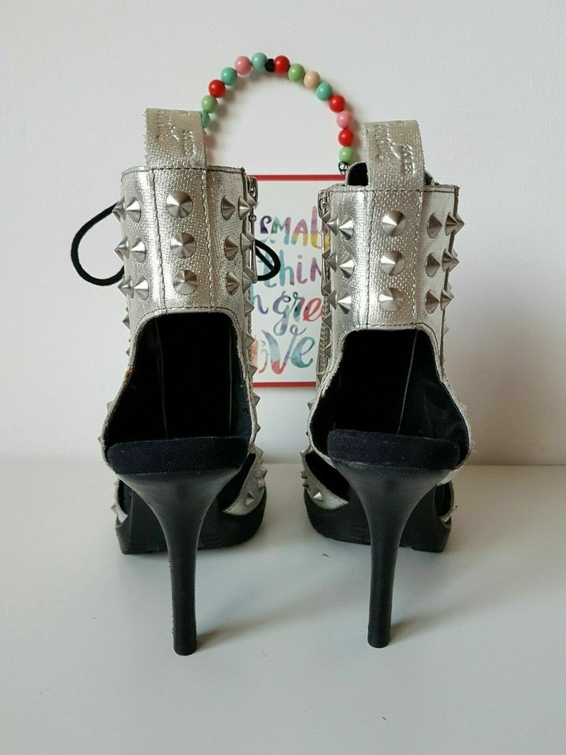 Dr Martens Yasmin Spike Studded Chrome Silver Court Stiletto Heal UK4 ...
