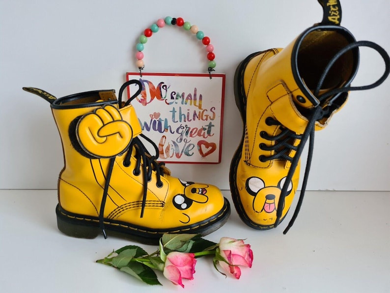 Dr Doc Martens 1460 Adventure Time Jake the Dog Leather Ankle Boots UK ...