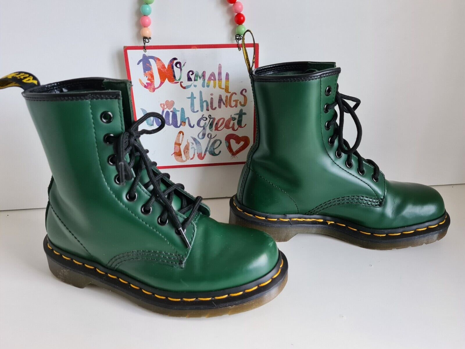 Dr Doc Martens 1460 Green 8 Hole Ankle Leather Punk Boots UK 3 EU 36 US ...