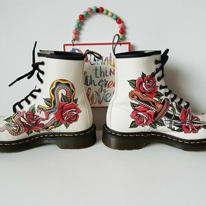 Brand New Dr Martens X Grez 1460 Backhand Tattoo White Leather 8 Hole ...